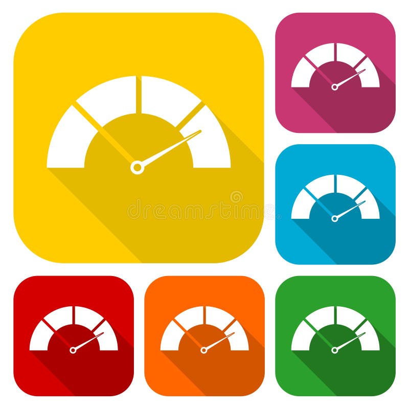 Icone Del Tachimetro Messe Con Ombra Lunga Illustrazione Vettoriale ...