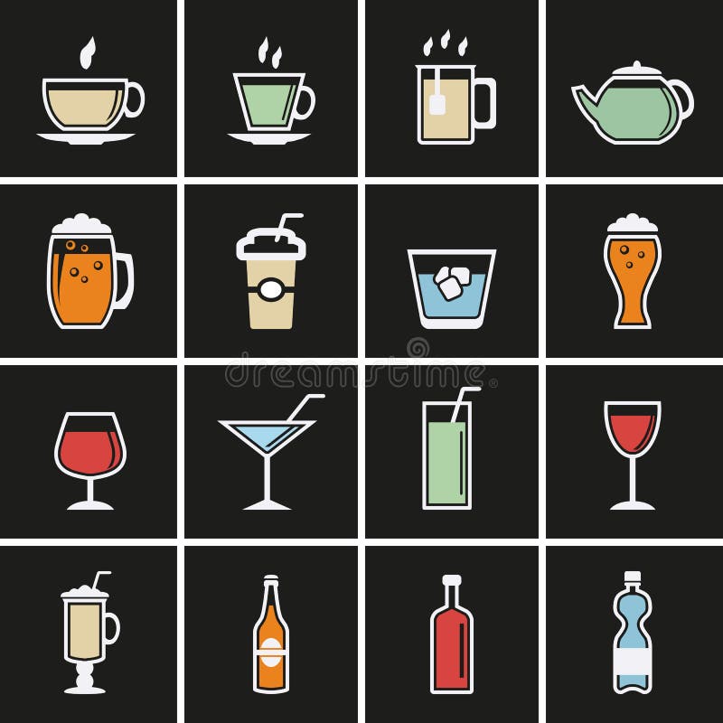Icone della bevanda illustrazione vettoriale. Illustrazione di brandy ...