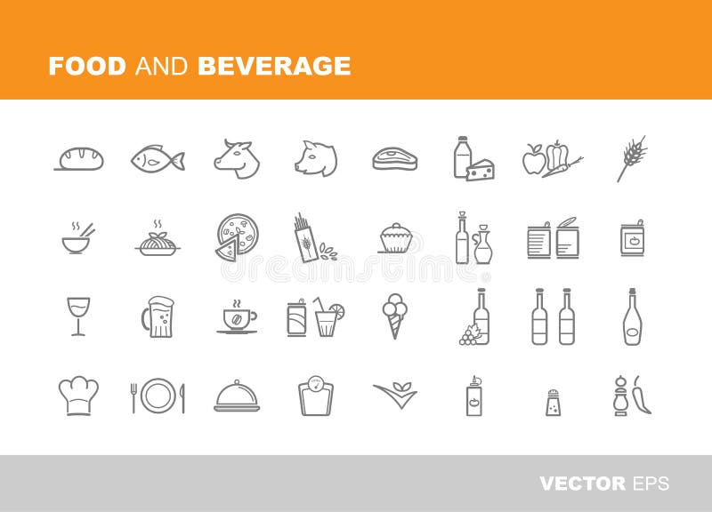 Icone Della Bevanda E Dell'alimento Illustrazione Vettoriale ...