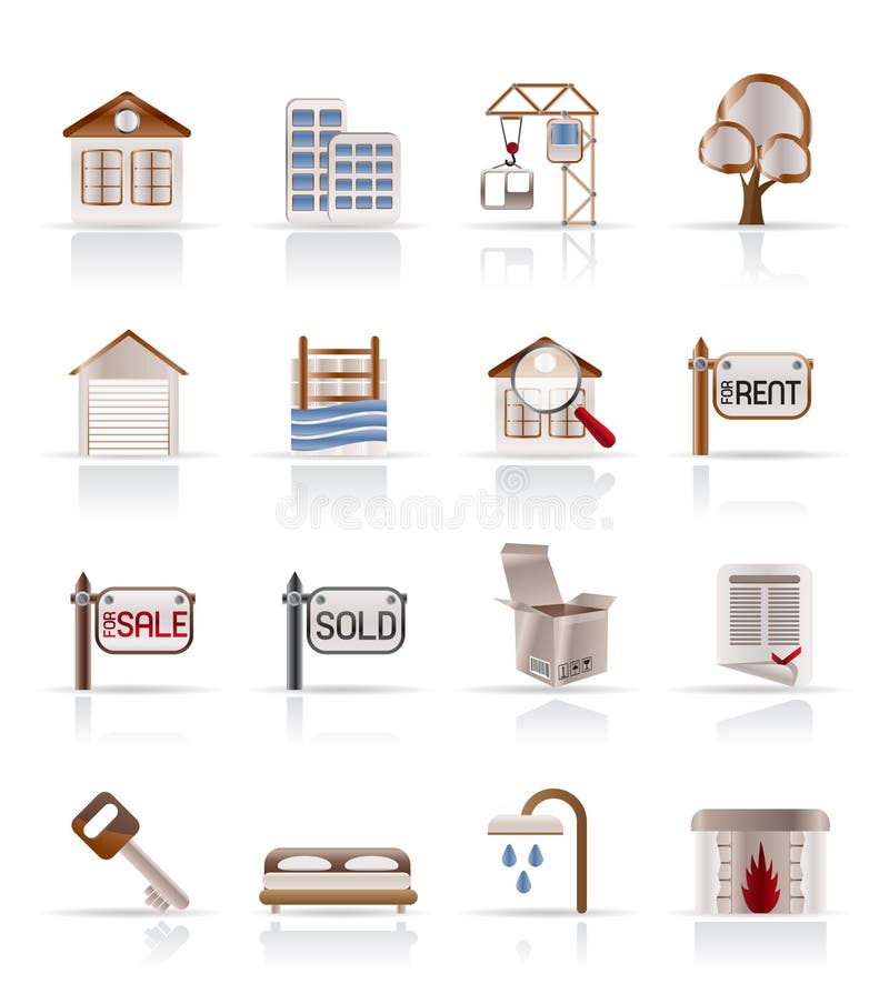 Icone Della Costruzione E Del Bene Immobile Illustrazione Vettoriale ...