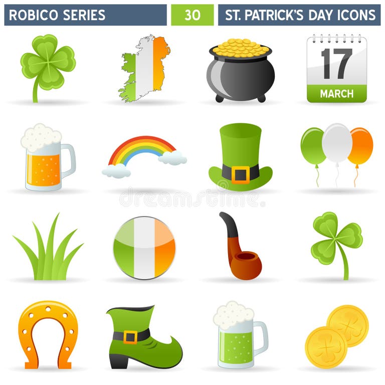 Icone Di San Patrizio - Serie Robico Illustrazione Vettoriale ...