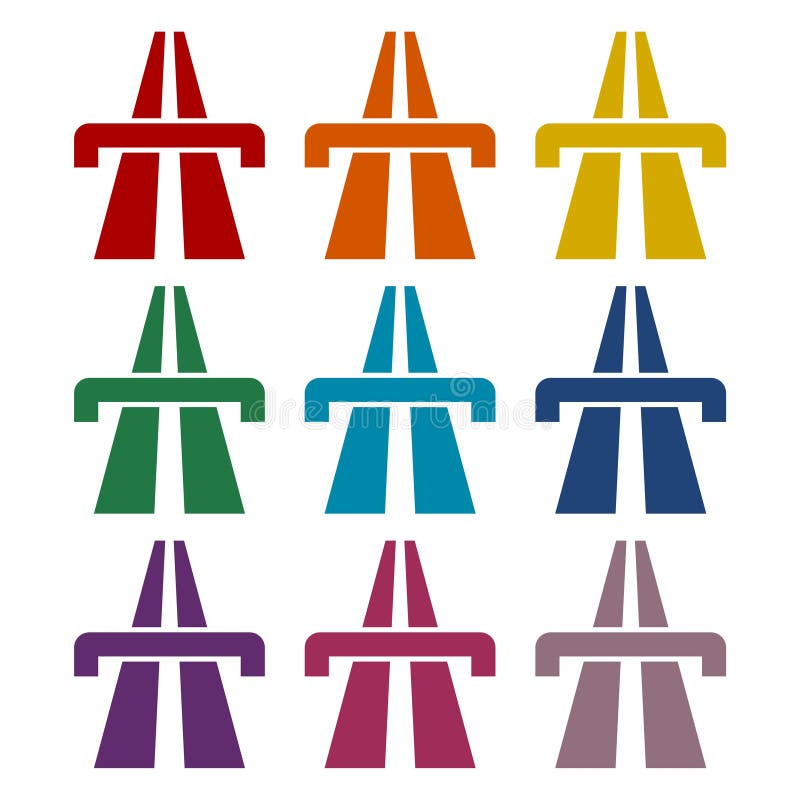 Icone Delle Autostrade Con Ombre E Profili Illustrazione Vettoriale ...