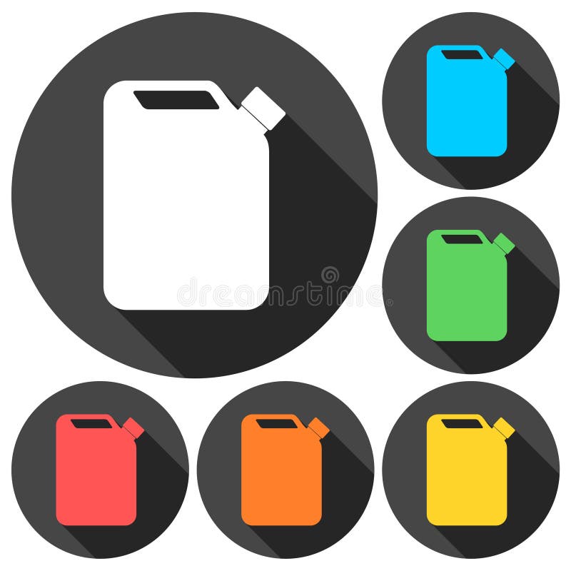 Icone Della Tanica Del Combustibile Messe Con Ombra Lunga Illustrazione ...