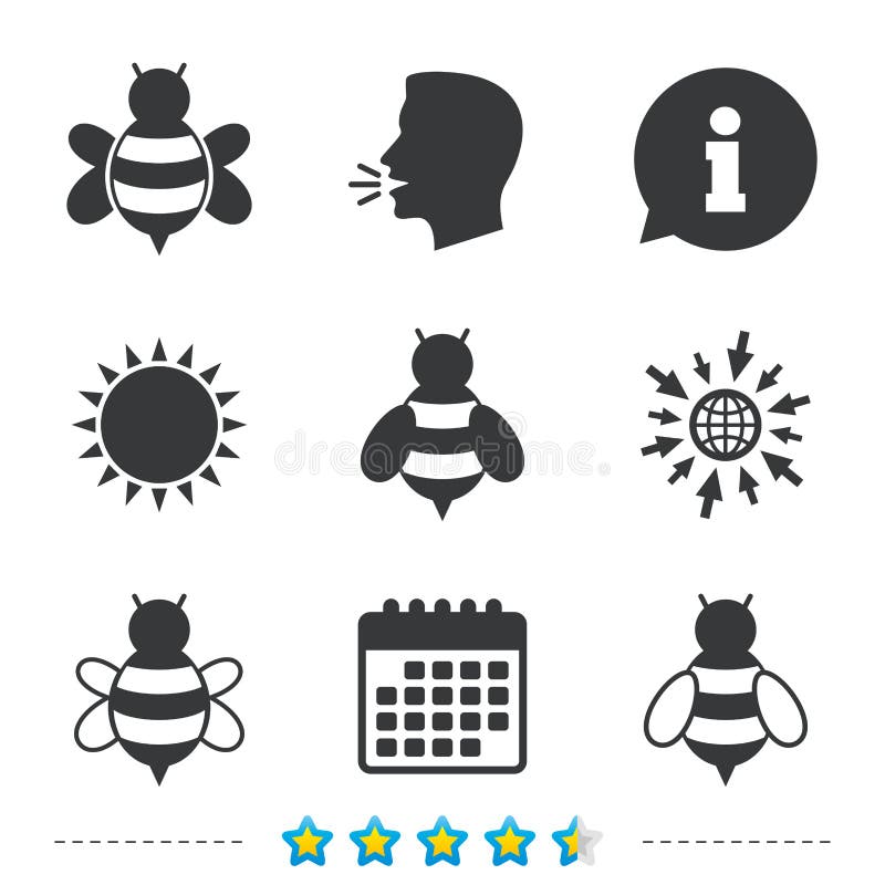 Icone Delle Api Del Miele Simboli Dei Bombi Illustrazione Vettoriale ...