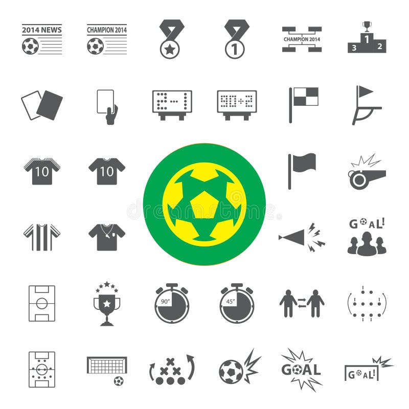 Set di icone di calcio illustrazione vettoriale. Illustrazione di ...