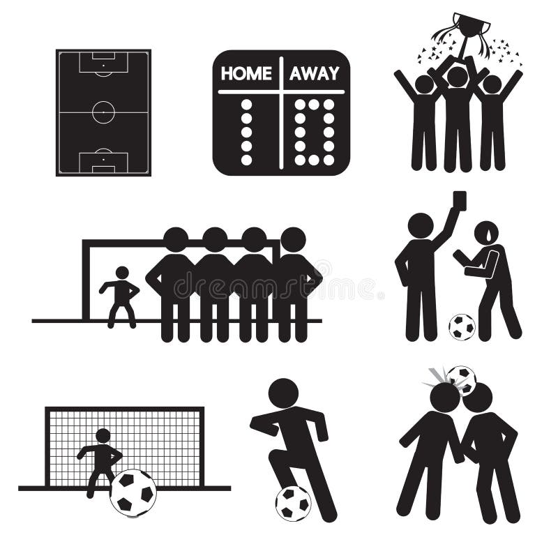 Icone Di Calcio O Di Calcio Illustrazione Vettoriale - Illustrazione di ...