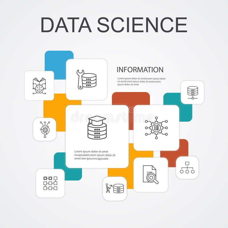 Icone Di Linea Infografica 10 Di Data Science Illustrazione Vettoriale ...