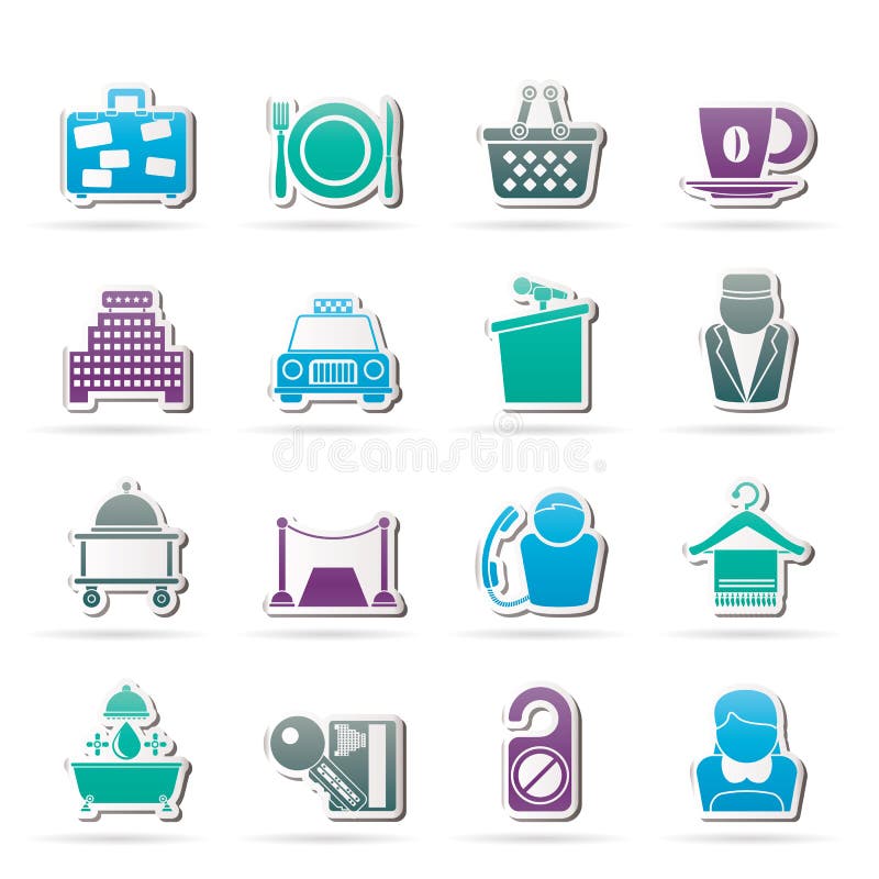 Icone Di Servizi Del Motel E Dell'hotel Illustrazione Vettoriale ...