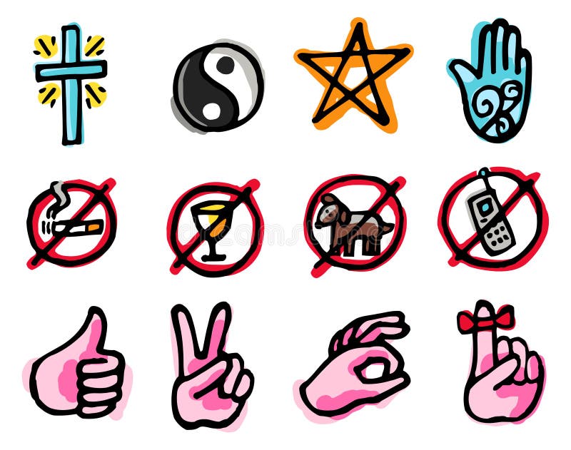 Icone di simboli illustrazione vettoriale. Illustrazione di insieme ...