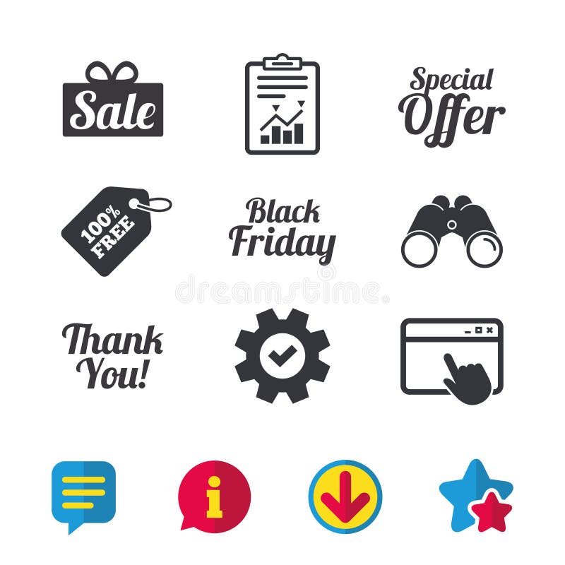 Icone Di Vendita Simboli Di Offerta Speciale Illustrazione Vettoriale ...