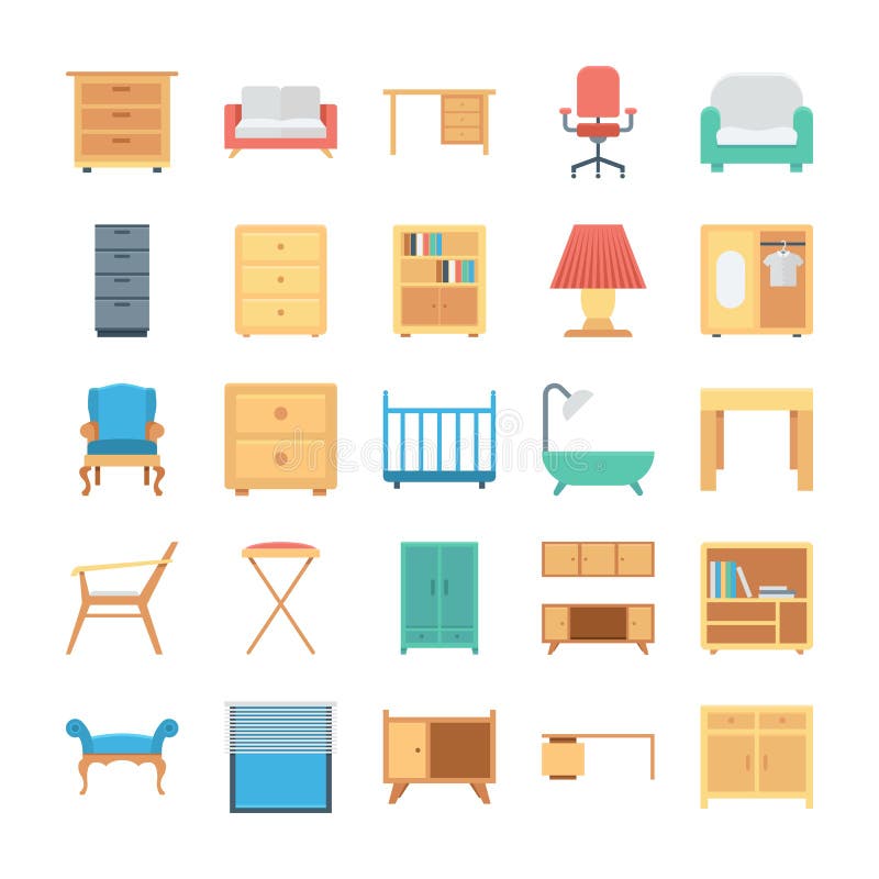 Icone 1 Di Vettore Colorate Mobilia Illustrazione di Stock ...