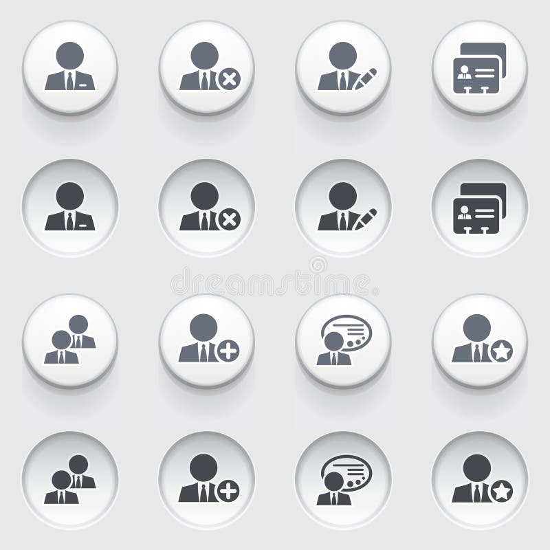 Icone Degli Utenti Con I Bottoni Bianchi Su Fondo Grigio Illustrazione ...