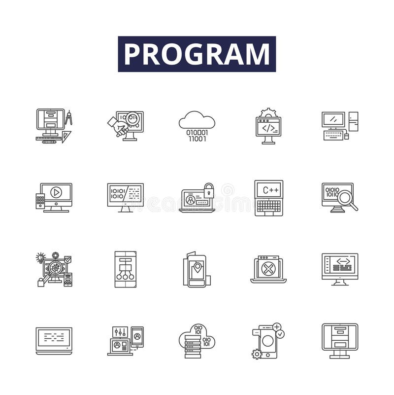 Icone E Segnali Vettoriali Della Linea Di Programma. Esecuzione Di ...