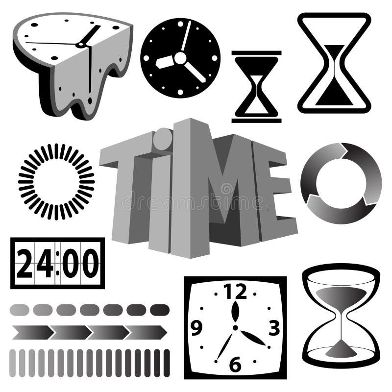 Icone e simboli di tempo illustrazione vettoriale. Illustrazione di ...