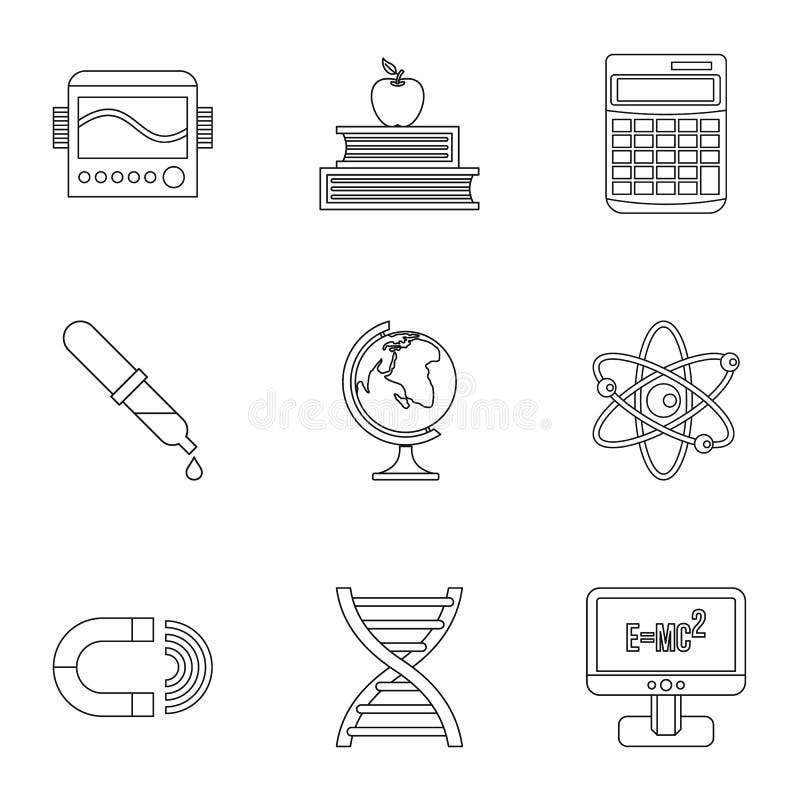 Icone Messe, Stile Di Ricerca Scientifica Del Profilo Illustrazione ...