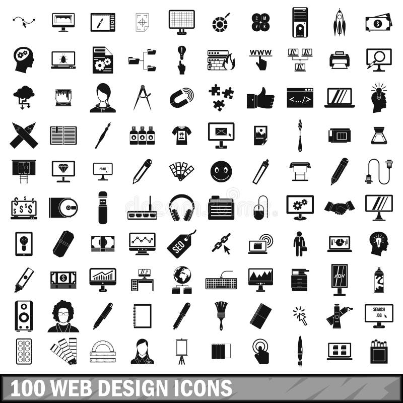 100 Icone Messe, Stile Semplice Del Webdesign Illustrazione Vettoriale ...