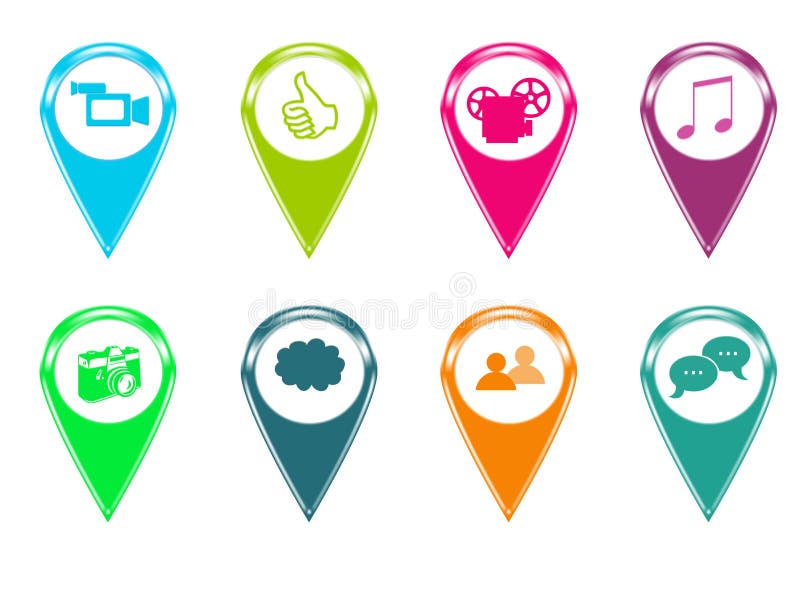 Icone Per Gli Indicatori Sulle Mappe Illustrazione di Stock ...