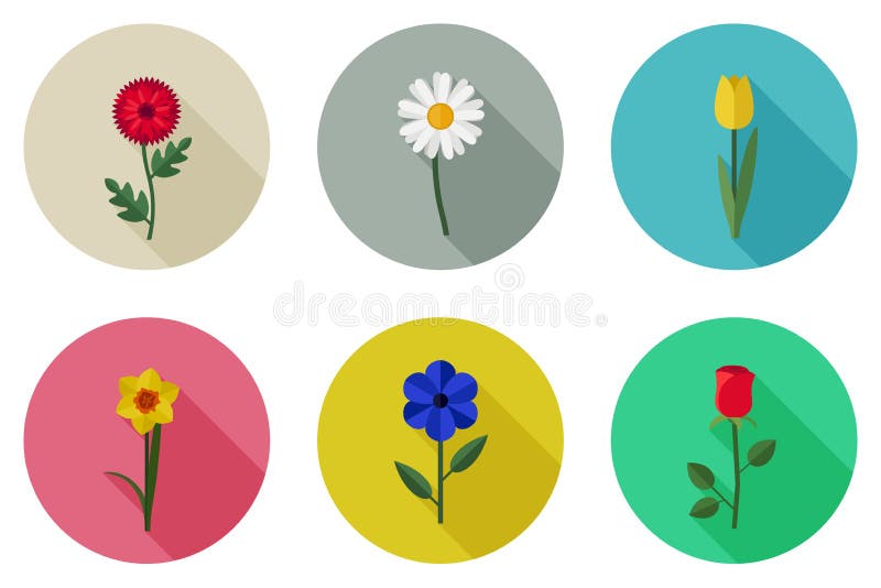 Icone piane dei fiori illustrazione vettoriale. Illustrazione di ...