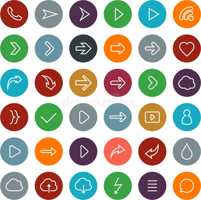 Icone di freccia piatte illustrazione vettoriale. Illustrazione di ...
