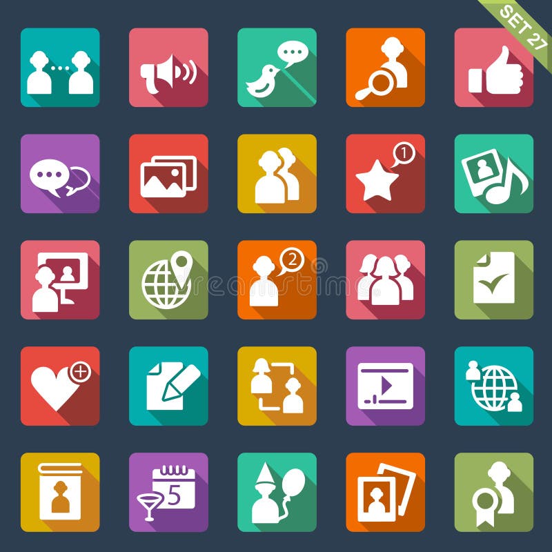 Icone sociali di media illustrazione vettoriale. Illustrazione di amici ...