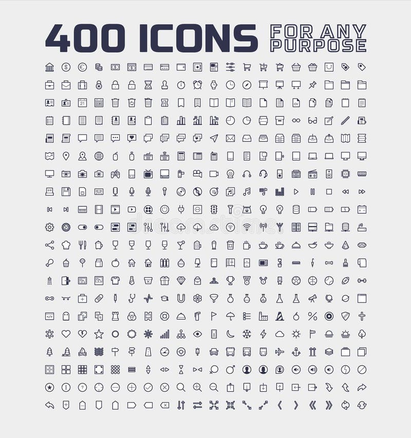 400 Icone Universali Per Qualsiasi Scopo Illustrazione Vettoriale ...