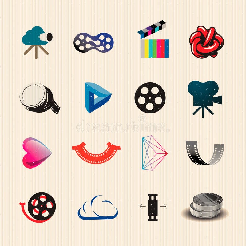 Insieme dell'icona di film illustrazione di stock. Illustrazione di ...