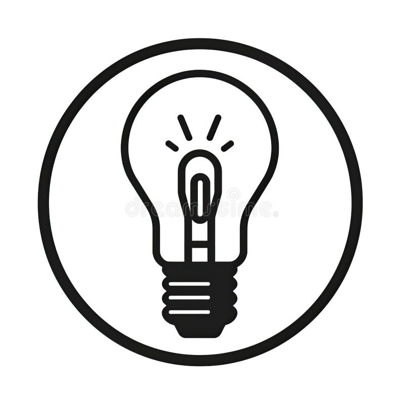 Iconic Black and White Light Bulb Stock Illustration - Illustration of ...