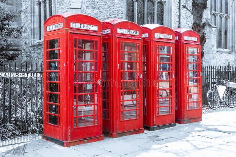 Iconic British Telecom Telephone Boxes Stock Photo - Image of booth ...