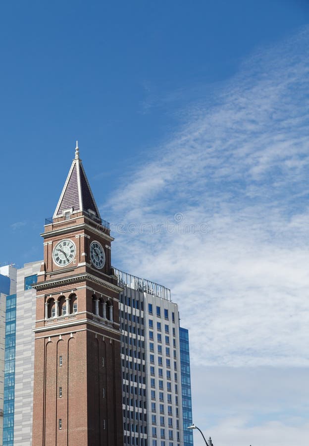 Iconic Clock Tower in Seattle Stock Image - Image of seattle, brick ...