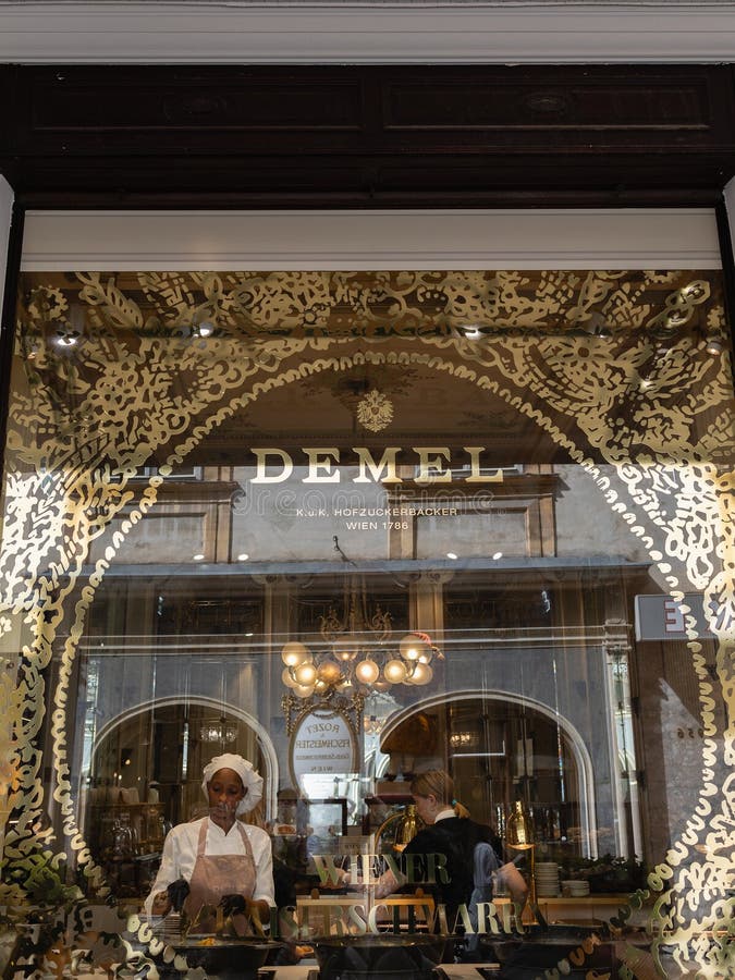 The Iconic Demel Cafe in Vienna, Workers Seen from the Storefront on ...