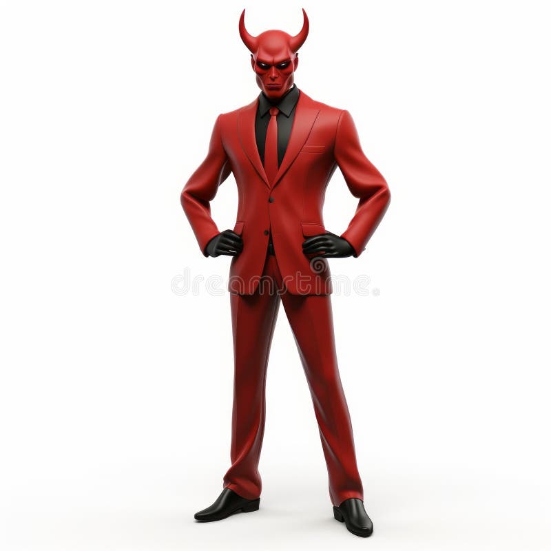 Iconic Devil Man: a 3d Render of a Sophisticated Red Suit Stock ...