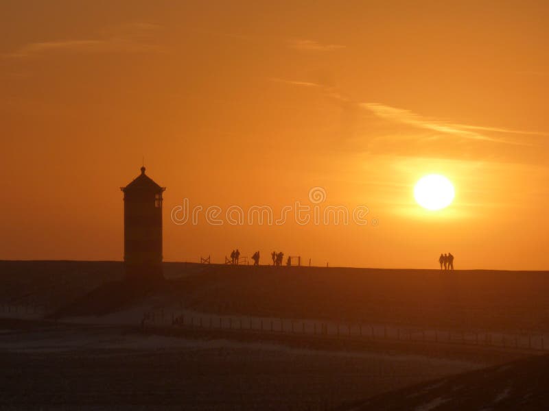 Iconic German Lighthouse Silhoutte during Sunset Stock Image - Image of ...