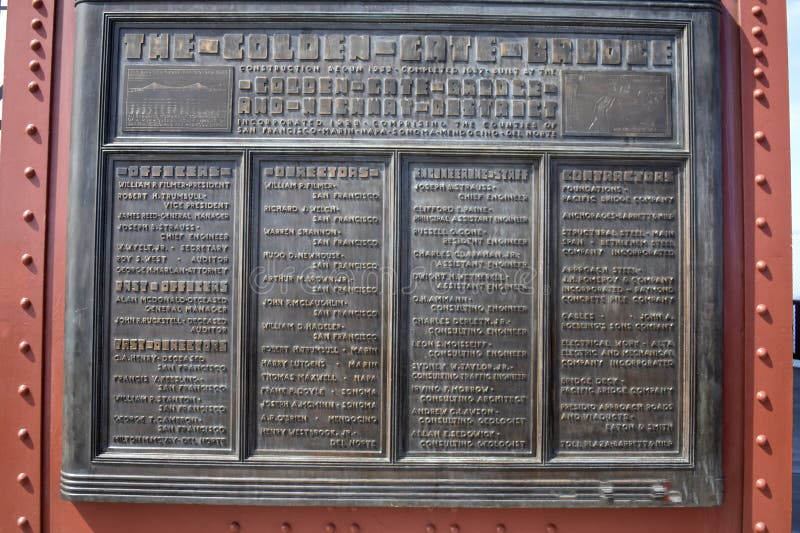 The Iconic Golden Gate Bridge Dedication Plaques 3 Editorial Stock ...