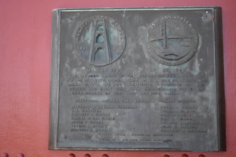 The Iconic Golden Gate Bridge Dedication Plaques 2 Editorial Photo ...