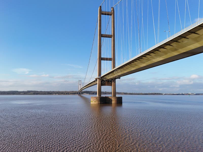 Iconic Humber Bridge Under a Blue, Cloudy Sky Stock Image - Image of ...