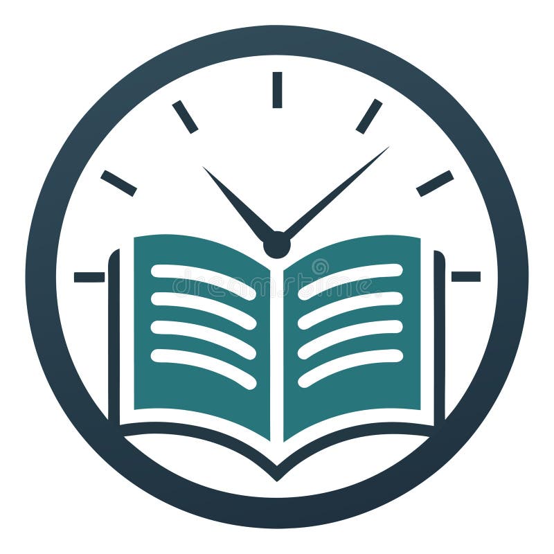 Time To Learn: Clock and Book Icon for Education and Learning Stock ...