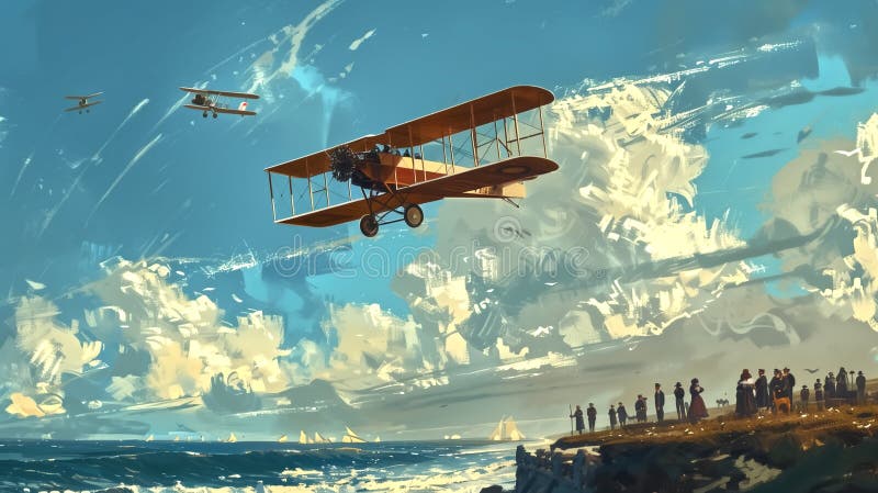Iconic Image of the First Flight at Kitty Hawk, Featuring the Wr Stock ...