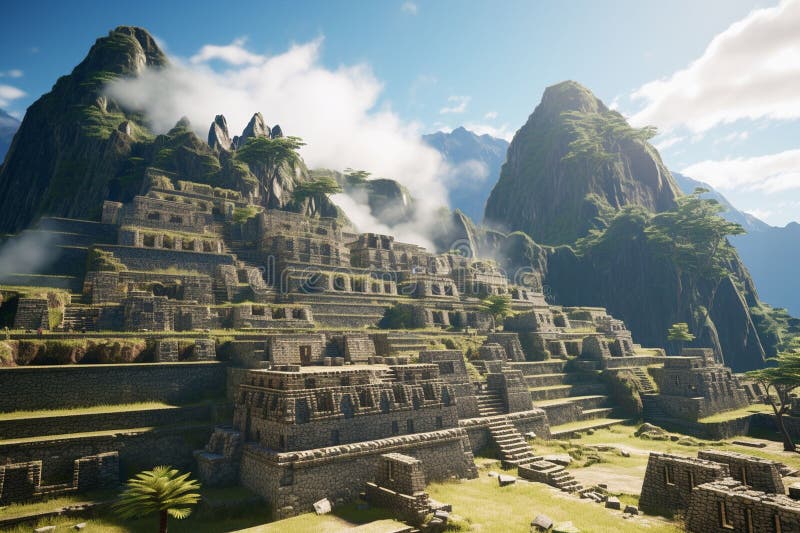 Iconic Incan Ruins of Machu Picchu in Peru Stock Illustration ...