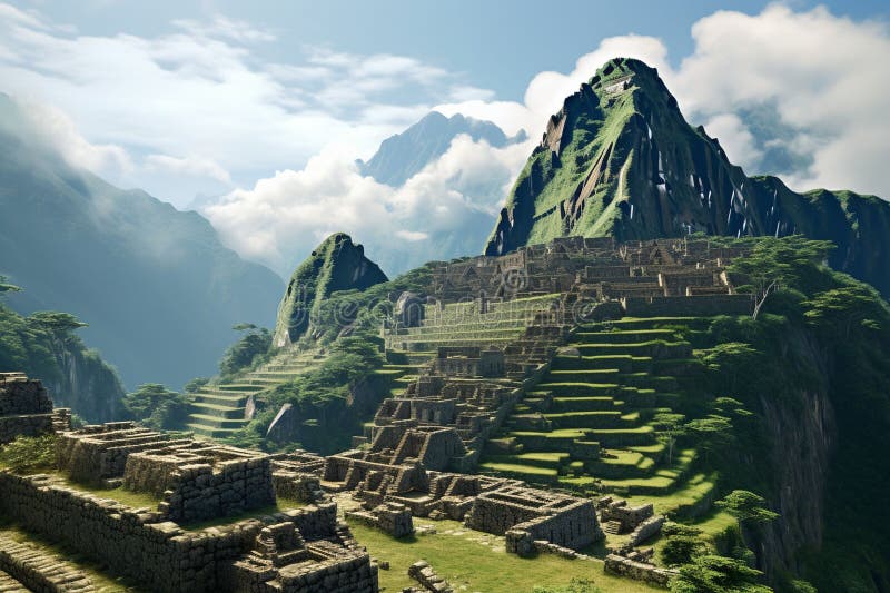 Iconic Incan Ruins of Machu Picchu in Peru Stock Illustration ...