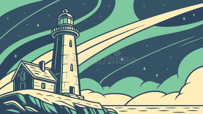 Iconic Lighthouse by the Sea, Guiding Light Nautical Vector ...