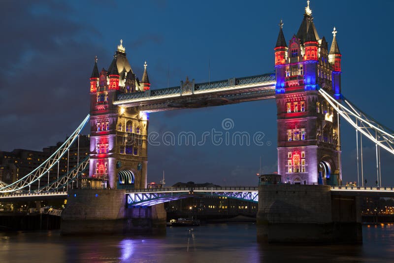 Iconic London Tower Bridge at Night Stock Photo - Image of illuminated ...
