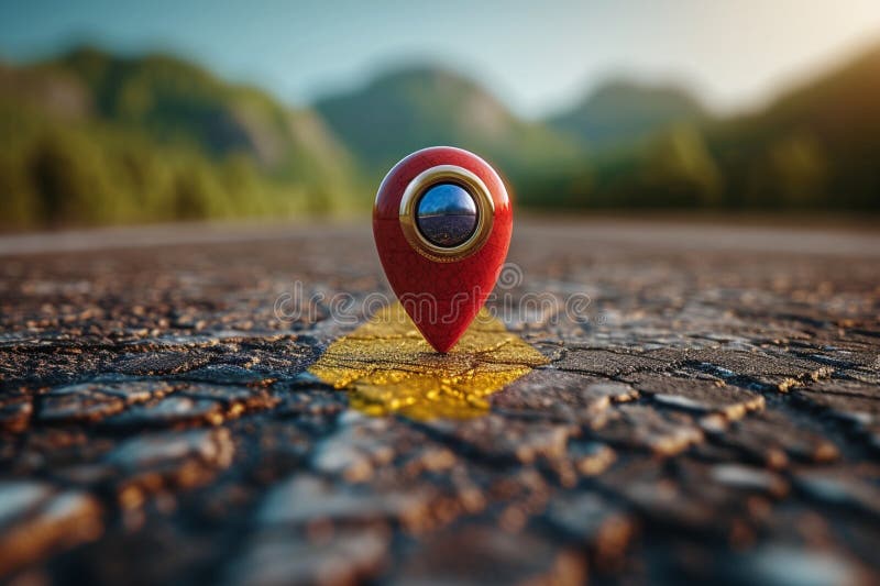 Iconic Map Pin Marking Location with Visible Interconnected Routes ...