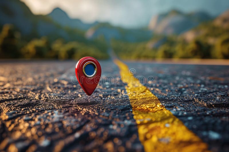 Iconic Map Pin Marking Location with Visible Interconnected Routes ...