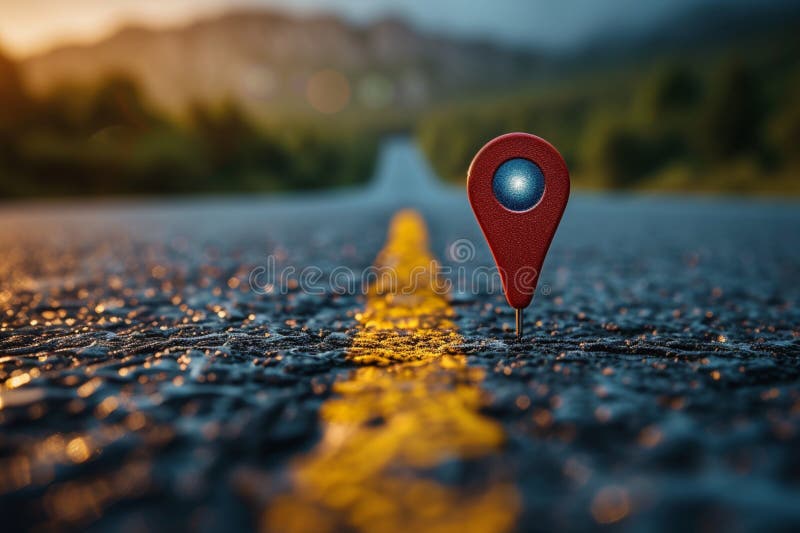 Iconic Map Pin Marking Location with Visible Interconnected Routes ...