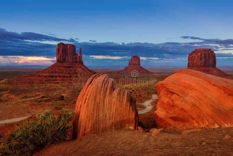 The Iconic Monument Valley after Sunset, Arizona Stock Image - Image of ...