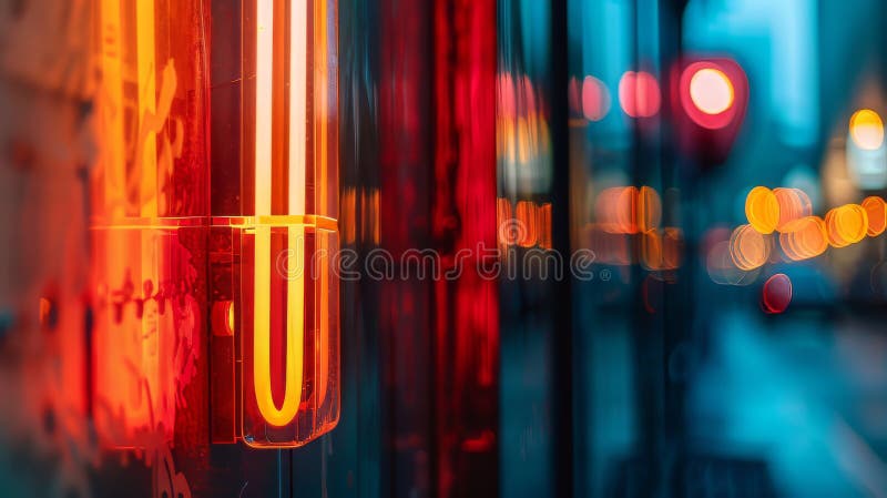 Iconic Neon Lights on a Translucent Surface Stock Illustration ...