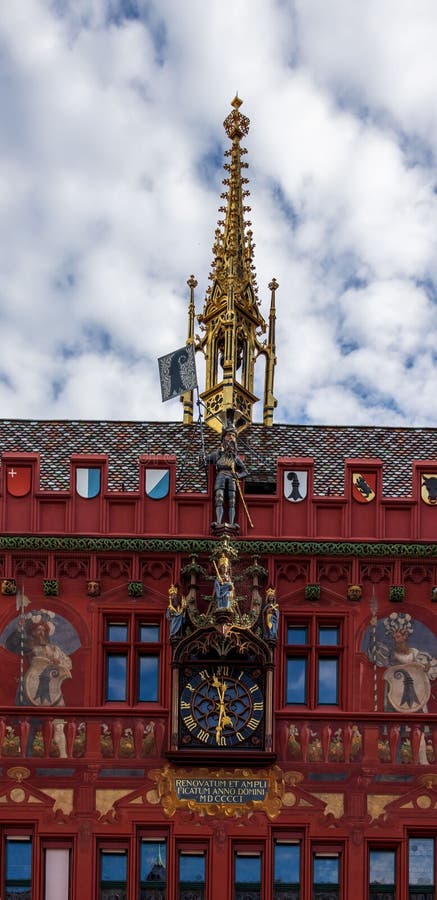 Iconic Red City Hall of Basel, Switzerland Stock Image - Image of ...