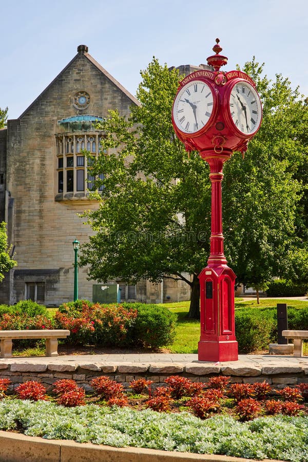 Iconic Red Clock in Summer at Bloomington Indiana University Stock ...