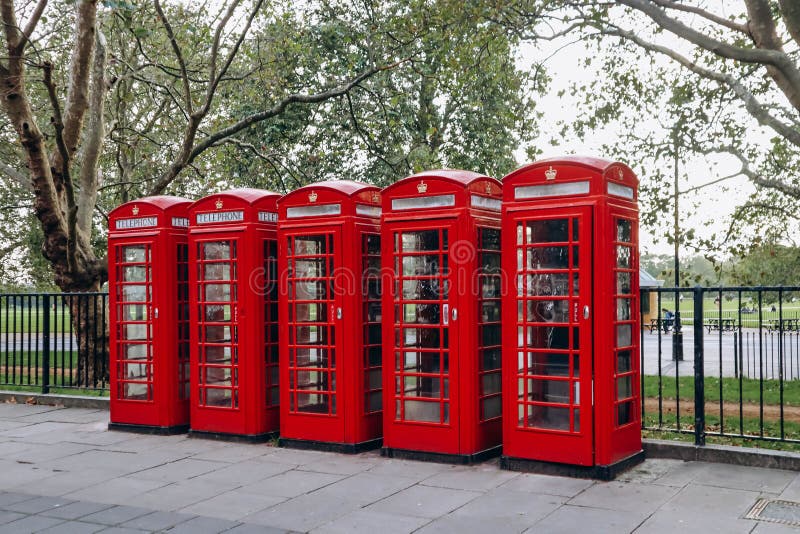 Iconic Red Telephone Boxes in Central London Stock Photo - Image of ...