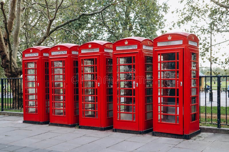 Iconic Red Telephone Boxes in Central London Stock Image - Image of ...